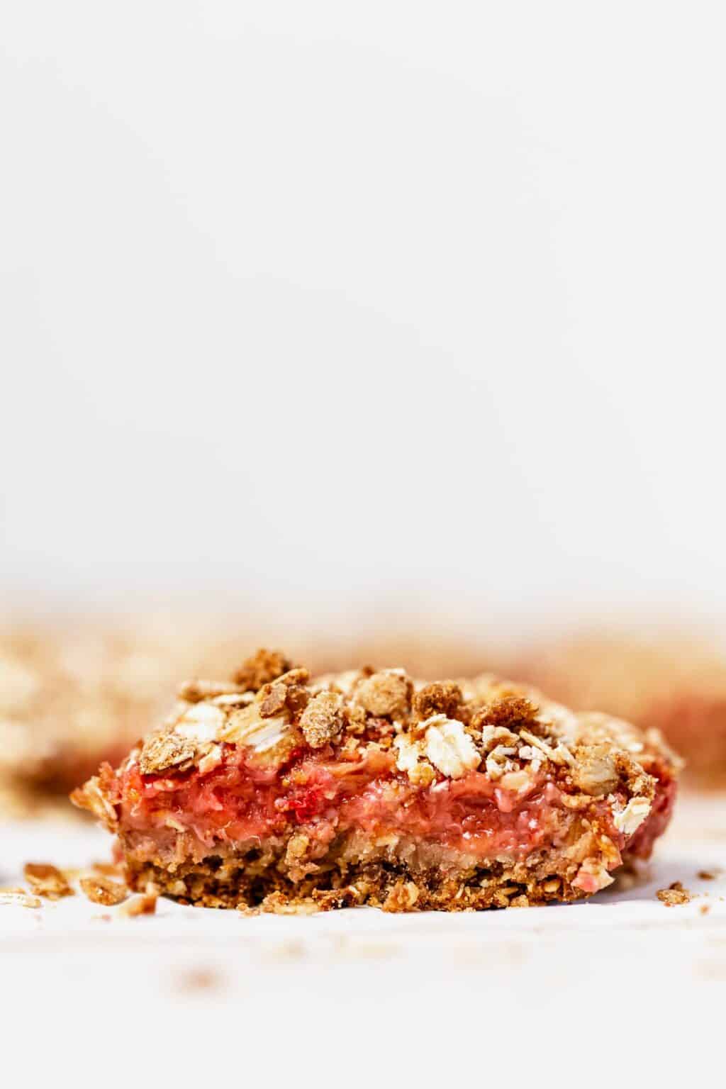 Strawberry Rhubarb Bars (vegan, oil-free)